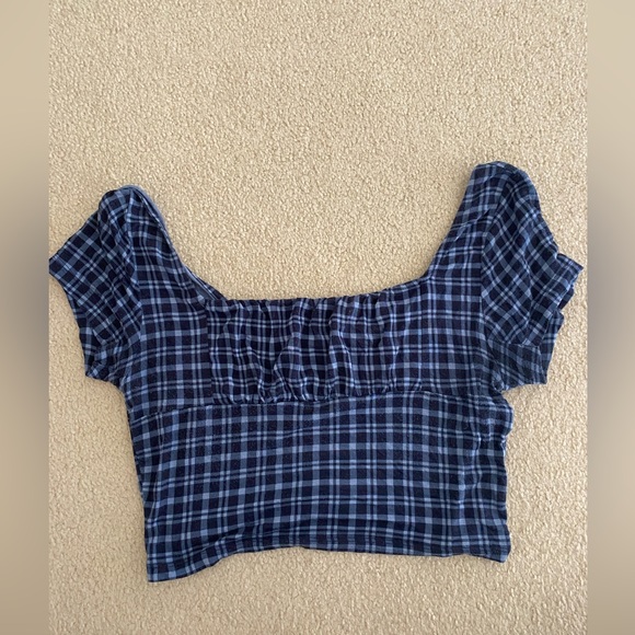 PacSun | Tops | Pacsun Blue Checkered Crop Top | Poshmark
